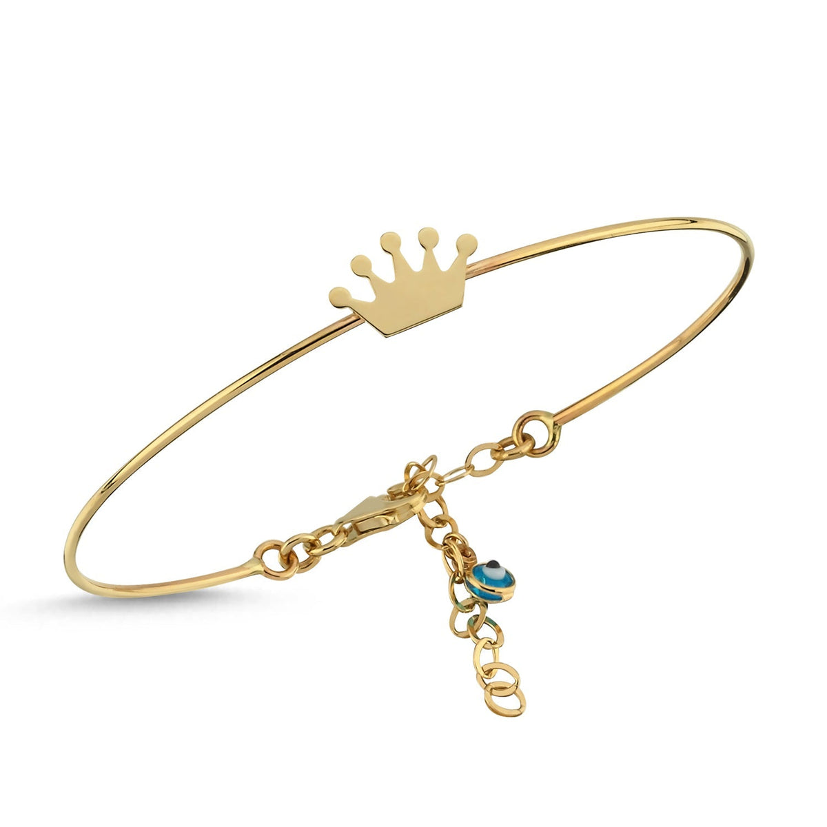 14K Gold Crown Clamp Bracelet with Evil Eye Hue – Hems Jewellery